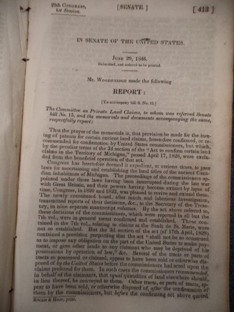 1846 Congressional Senate papers US Army Pensions Louisiana Michigan ...