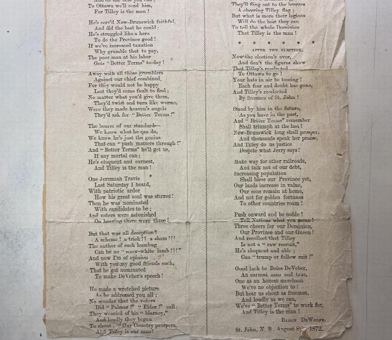 TILLY'S THE MAN! 1872 Canadian Political Election Broadside Samuel ...