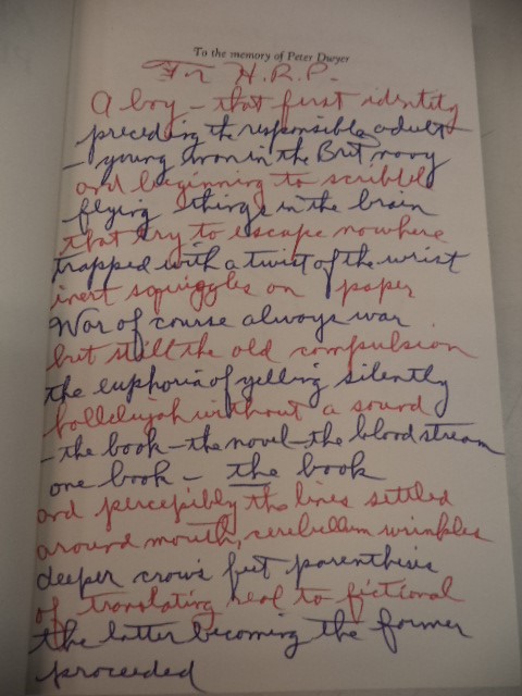 Piling Blood. [inscribed, and with 2 page poem to recipient]