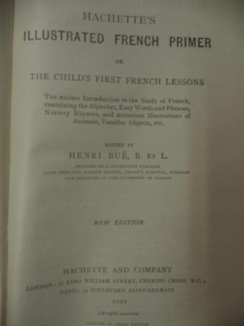 Hachette's Illustrated French Primer or the Child's First French Lessons
